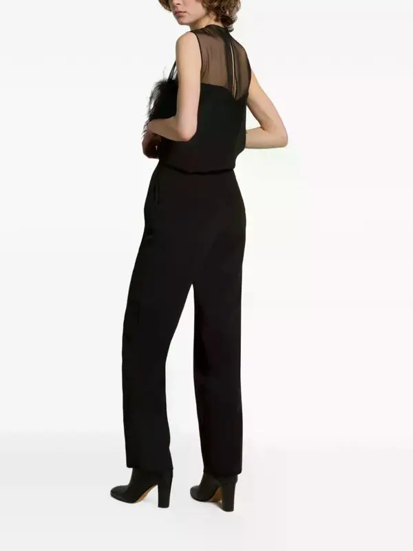 Alberta Ferretti Feather-detail Mesh-panel Blouse