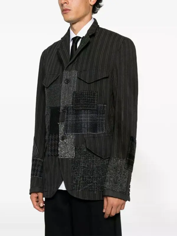 Junya Watanabe Patchwork Pinstripe Jacket - Grey