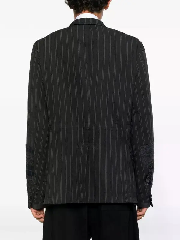 Junya Watanabe Patchwork Pinstripe Jacket - Grey