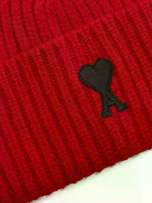 AMI Paris Wool Beanie With De Coeur