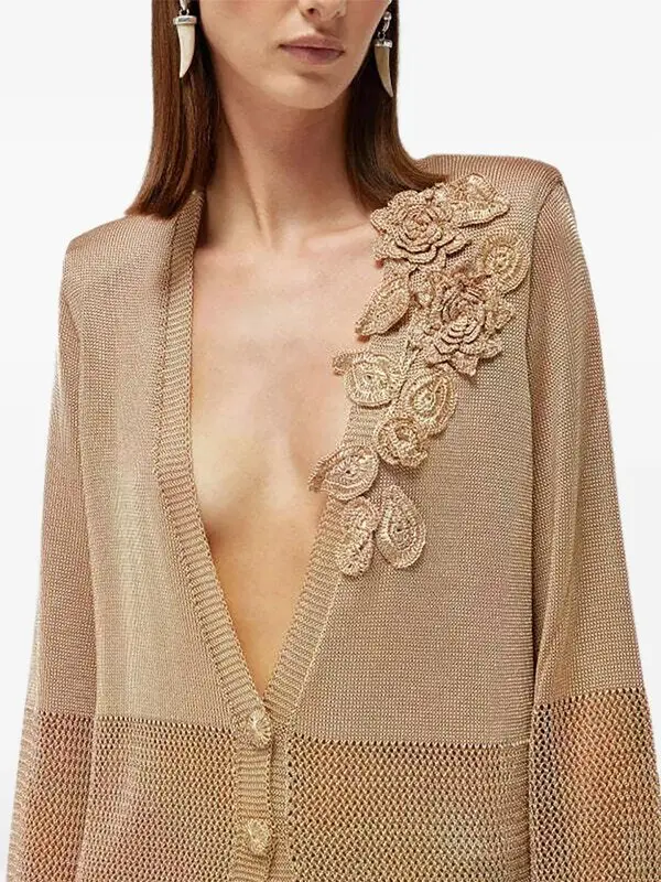 BLUGIRL Floral-appliqué Open-knit Cardigan