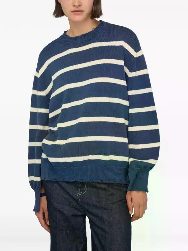 SEMICOUTURE Beatriz Striped Distressed-effect Sweater