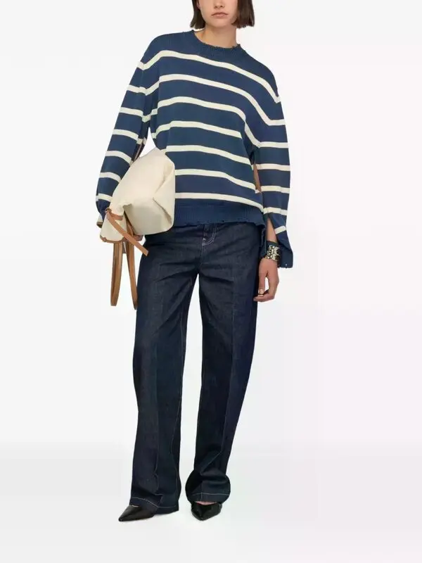 SEMICOUTURE Beatriz Striped Distressed-effect Sweater
