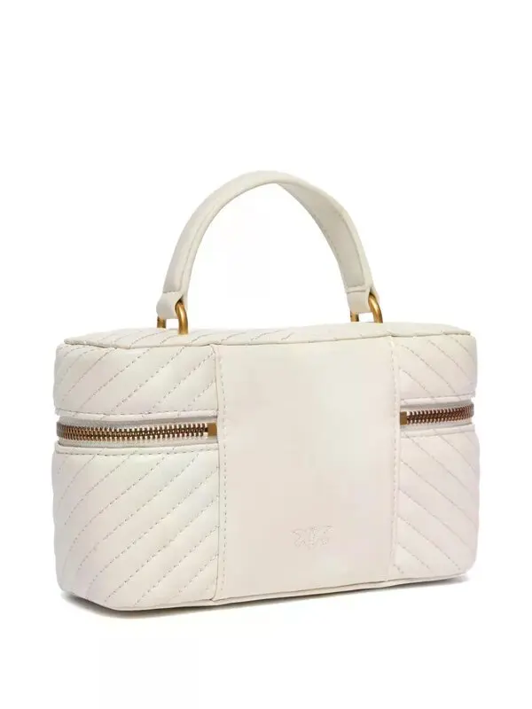 Pinko Small Beauty Case With Shoulder Strap Chevron-nappa - White