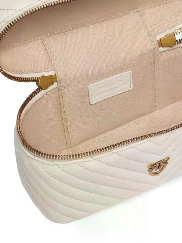 Pinko Small Beauty Case With Shoulder Strap Chevron-nappa - White