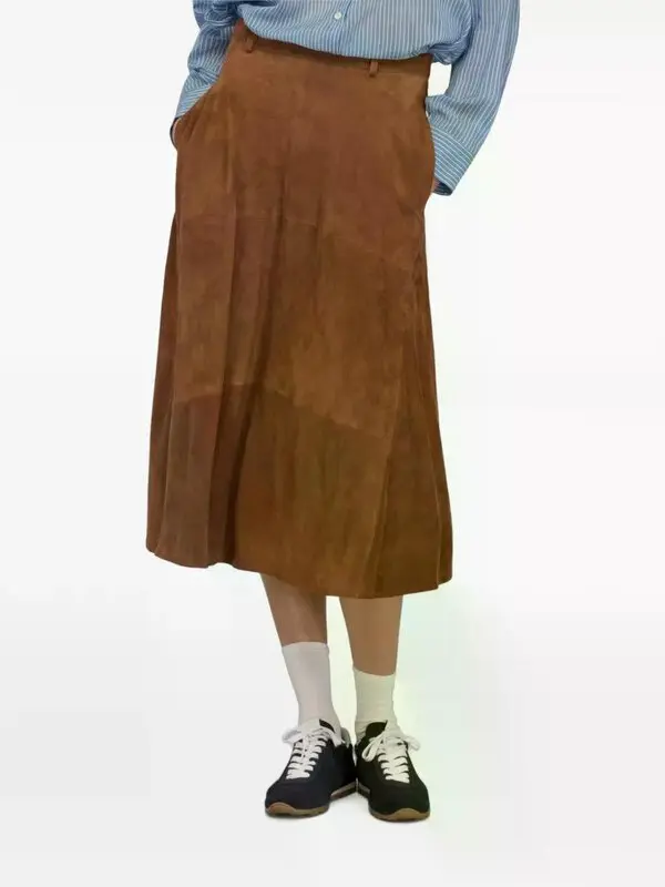 SEMICOUTURE Laurencia Panelled Suede Midi Skirt