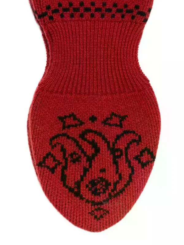 Guest In Residence Paisley-pattern Knitted Scarf - Red