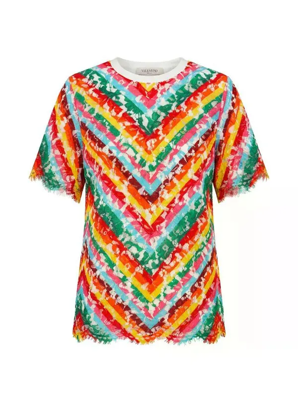 Valentino Garavani Chevron Lace-panel T-shirt