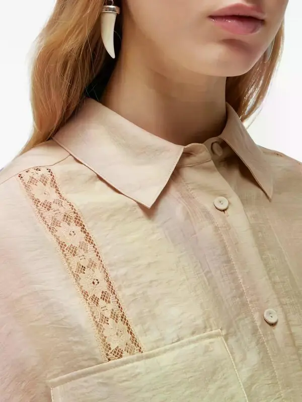 BLUGIRL Lace-trim Flap-pocket Shirt
