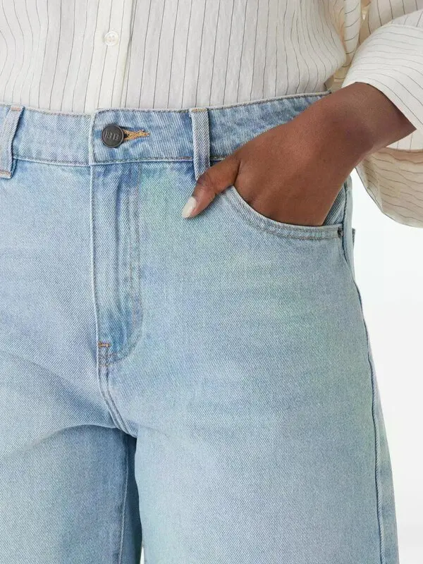 ELEH Raw-cut Logo Patch Denim Shorts