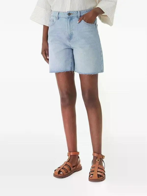 ELEH Raw-cut Logo Patch Denim Shorts - Blue