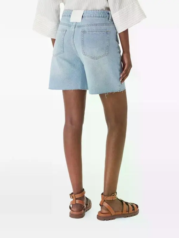ELEH Raw-cut Logo Patch Denim Shorts