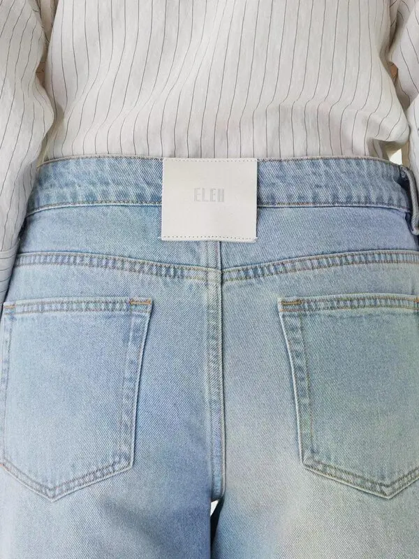 ELEH Raw-cut Logo Patch Denim Shorts