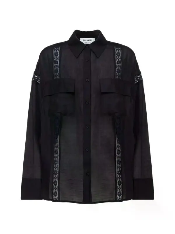 BLUGIRL Lace-trim Flap-pocket Shirt