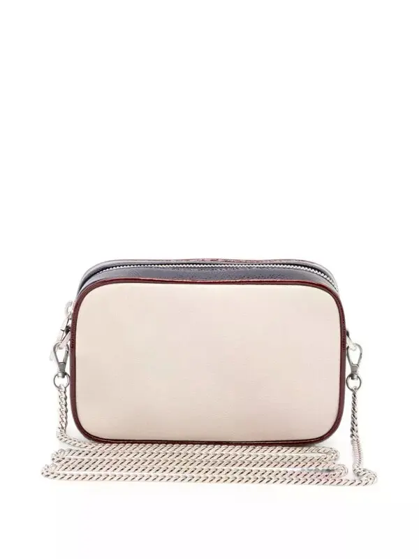 GOLDEN GOOSE Mini Star Bag In Butter-white Leather With Black Star And Burgundy And Dark Blue Details - Neutrals