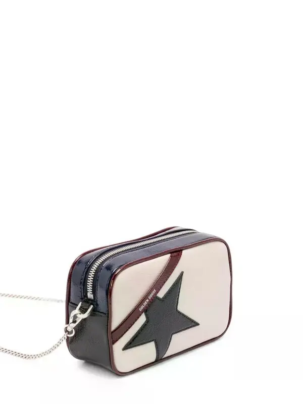 GOLDEN GOOSE Mini Star Bag In Butter-white Leather With Black Star And Burgundy And Dark Blue Details - Neutrals