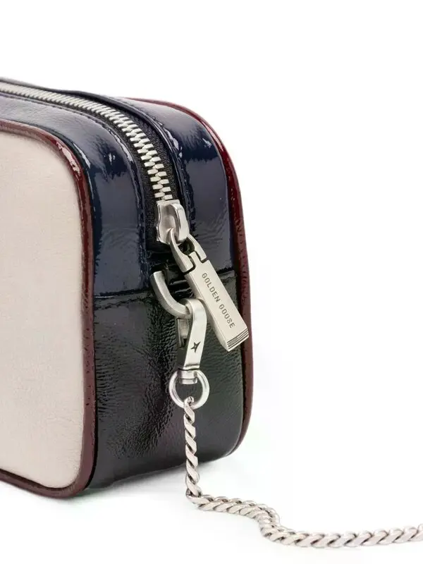 GOLDEN GOOSE Mini Star Bag In Butter-white Leather With Black Star And Burgundy And Dark Blue Details - Neutrals
