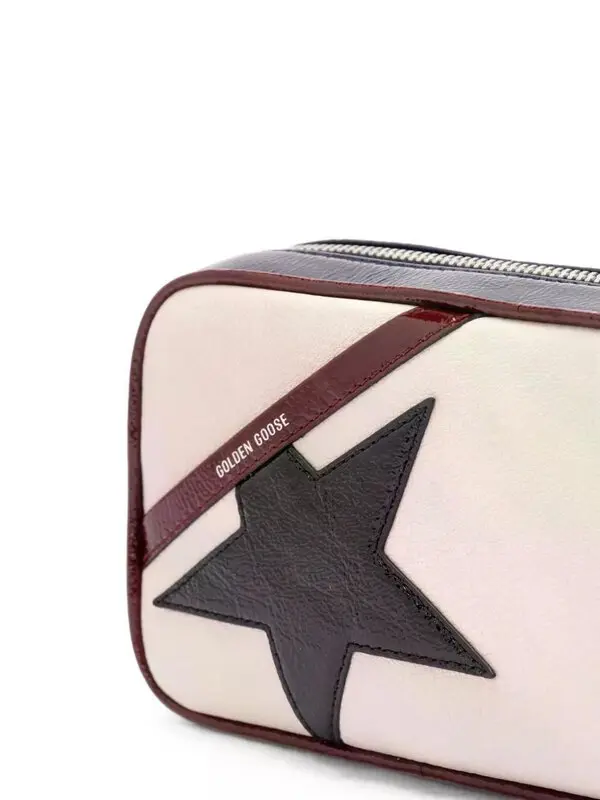 GOLDEN GOOSE Mini Star Bag In Butter-white Leather With Black Star And Burgundy And Dark Blue Details - Neutrals