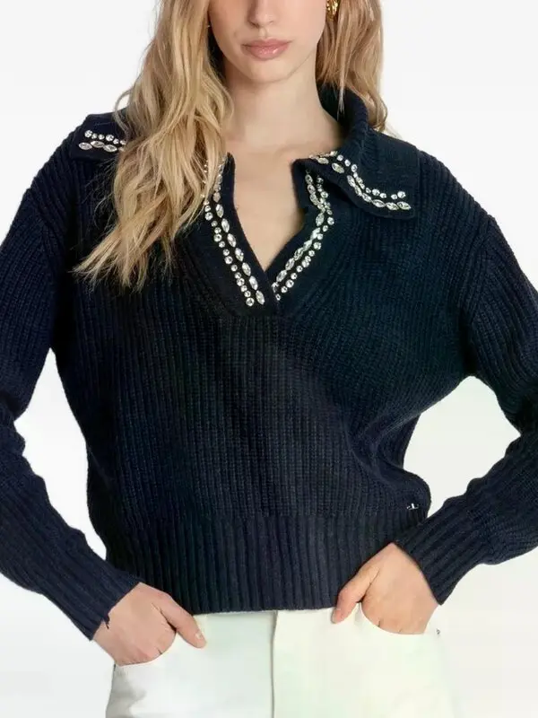 FRACOMINA Crystal-embellished Ribbed-knit Sweater