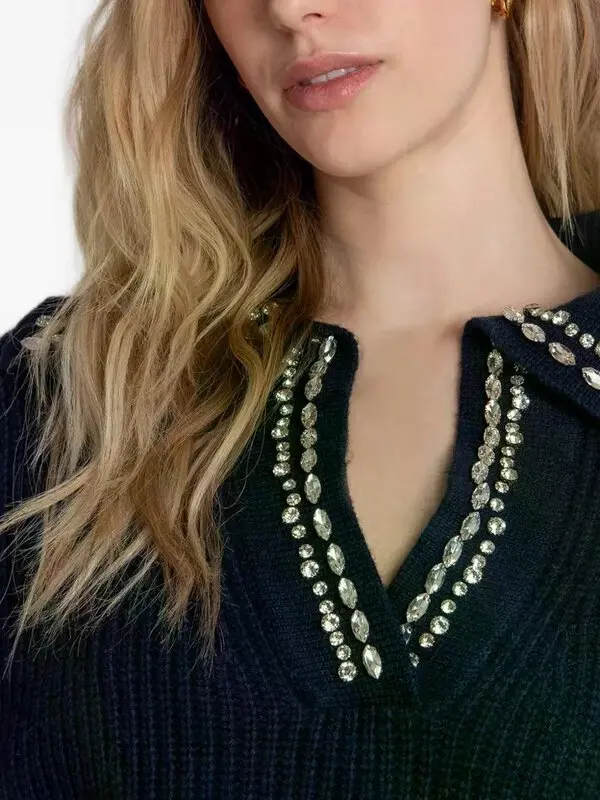 FRACOMINA Crystal-embellished Ribbed-knit Sweater
