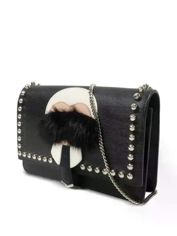 Fendi Karlito Studded Crossbody Bag - Black