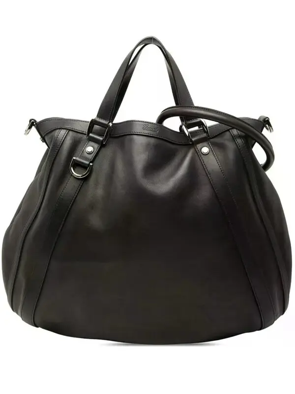 Gucci 2000-2015 Smooth Calfskin Abbey D Ring Convertible Tote Satchel - Black
