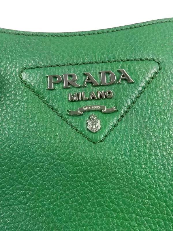 Prada Mini Logo-plaque Leather Shoulder Bag - Green