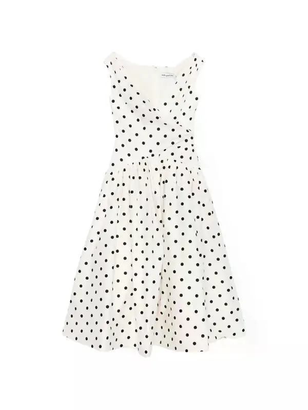 SELF-PORTRAIT Polka Dot Midi Dress - White