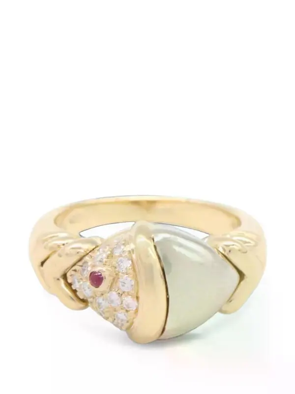 BVLGARI 2010s Naturalia Diamond And Ruby Ring - Gold