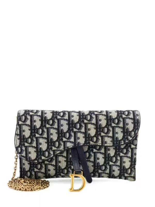 Dior Saddle Chain Wallet Oblique Canvas Crossbody Bag