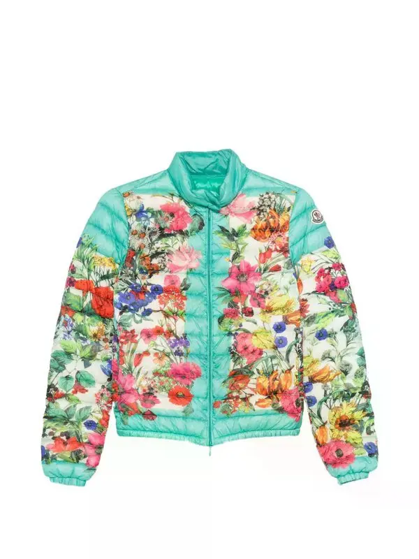 Moncler 2010s Floral-print Quilted Jacket - Green