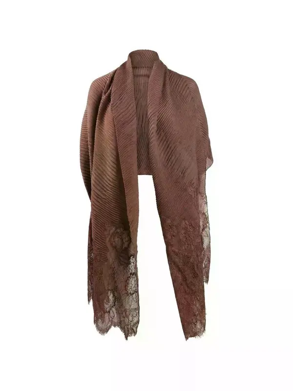 Valentino Garavani Plissé Lace-trim Scarf