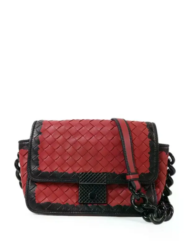 Bottega Veneta Intrecciato Chain Shoulder Bag - Red