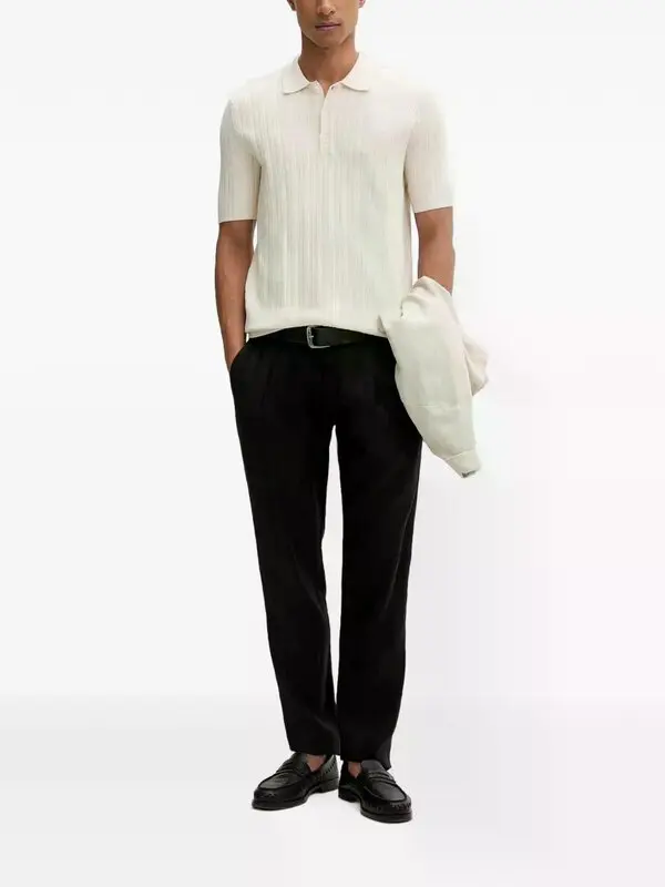 Marc O'polo Ribbed-knit Short-sleeve Polo Shirt