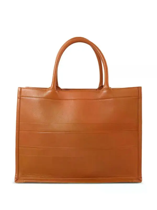 Dior Small Book Tote Embossed-logo Tote Bag - Brown