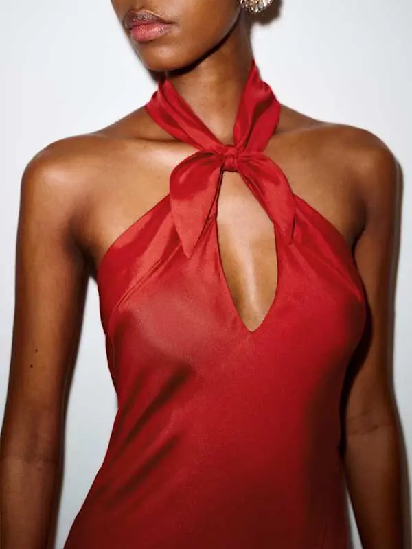 REFORMATION Meli Silk Twill Dress - Red