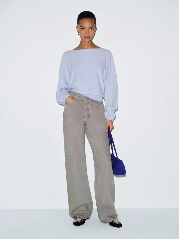 REFORMATION Brianna Cashmere Boatneck Top - Blue