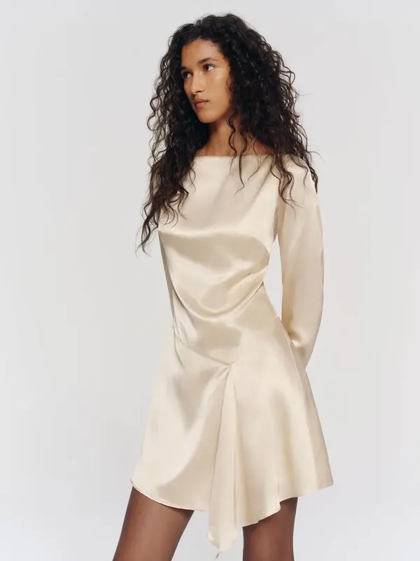 REFORMATION Kline Silk Dress - Ivory