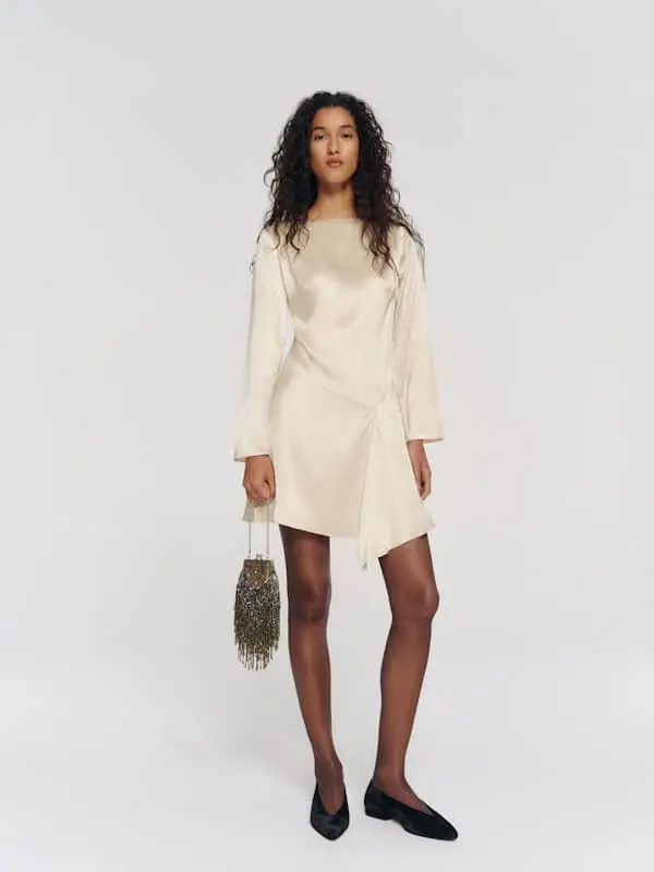 REFORMATION Kline Silk Dress - Ivory