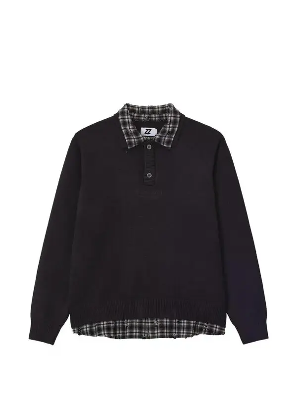 Izzue Layered-effect Polo-collar Sweater