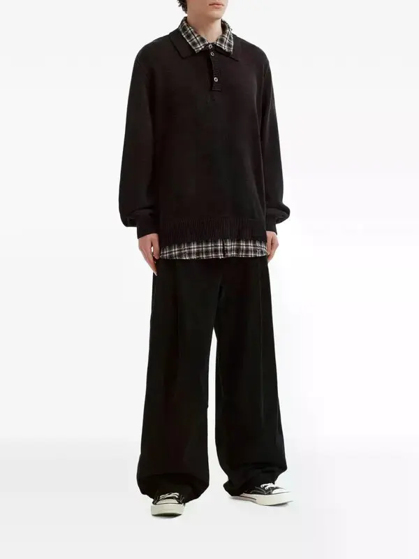 Izzue Layered-effect Polo-collar Sweater