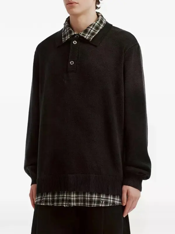 Izzue Layered-effect Polo-collar Sweater