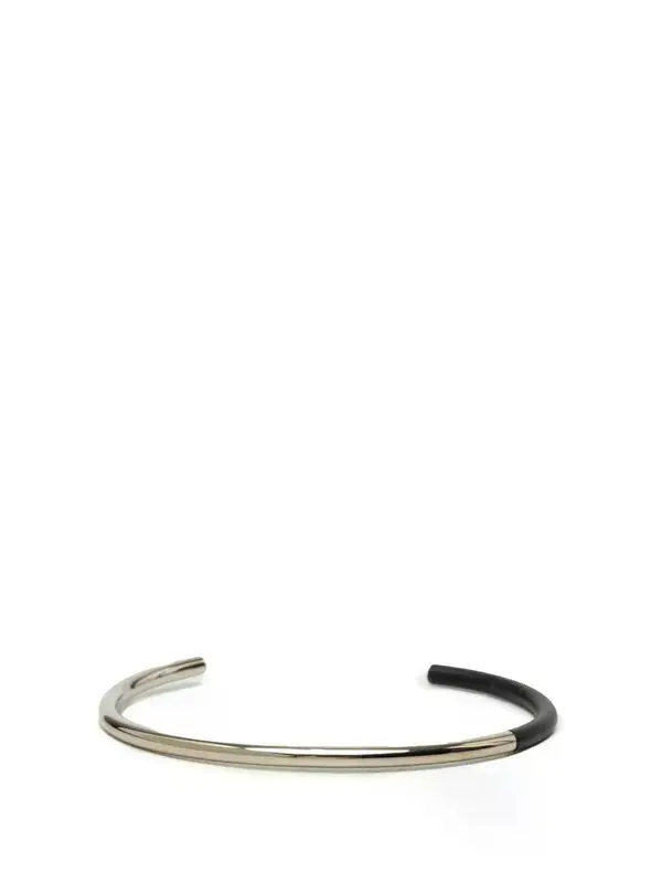 Dior 2000-2026 Palladium Plated And Leather Cuff Bracelet Costume Bracelet - Black