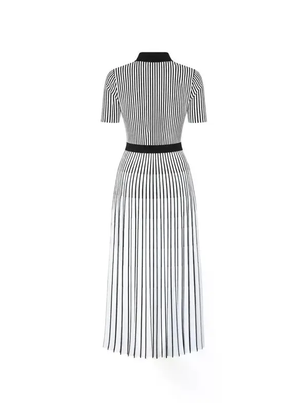 Karl Lagerfeld Pleated Vertical-stripe Midi Dress - White