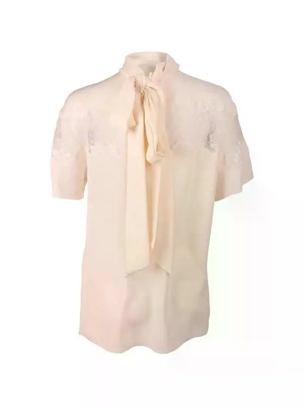 Valentino Garavani Lace-panelled Bow-detail Blouse - Neutrals