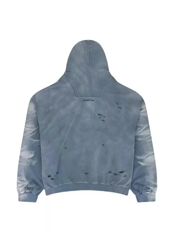 PROTOCOL INDEX Distressed Graphic-print Hoodie