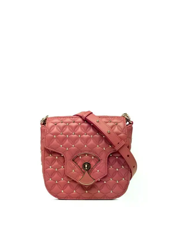 BVLGARI 2010-2026 Small Quilted Studded Leather Divas Dream Crossbody Bag - Pink