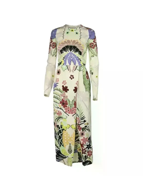 Valentino Garavani Floral-print Silk Dress - Neutrals