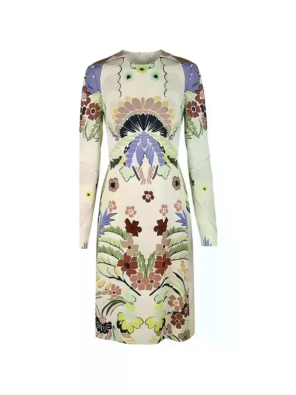 Valentino Garavani Floral-print Silk Dress - Neutrals
