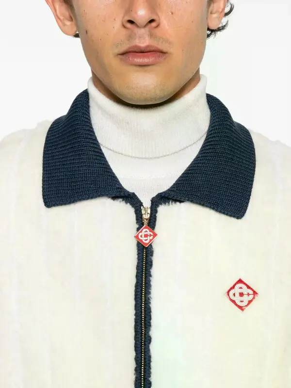 Casablanca Logo-patch Zip-up Jacket - Neutrals